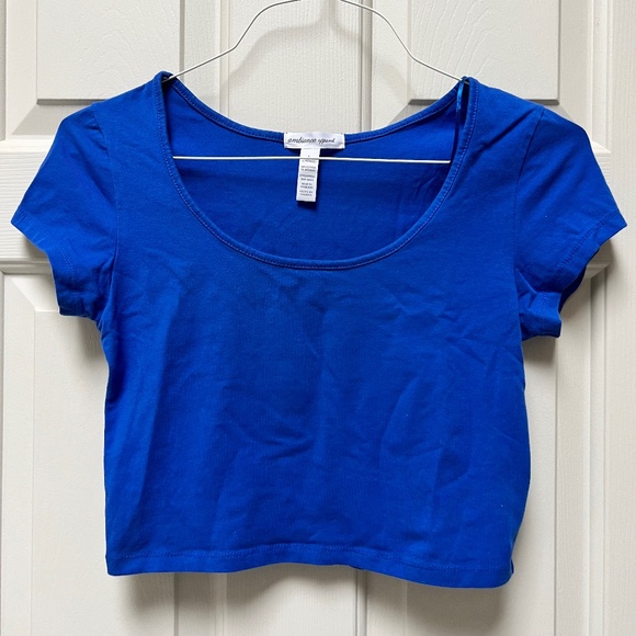 Tops | Royal Blue Crop Top Tee | Poshmark